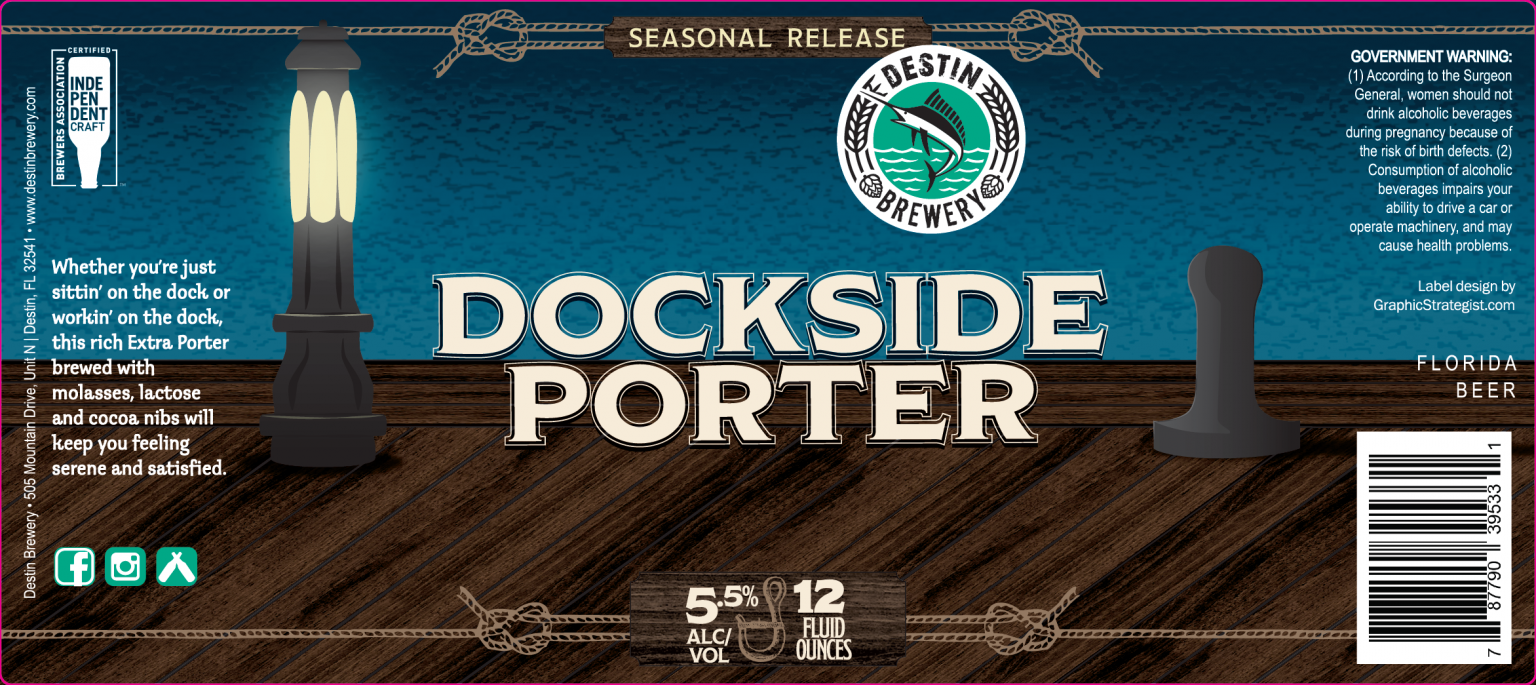 Destin Brewery's Dockside Porter Label | Graphic Strategist
